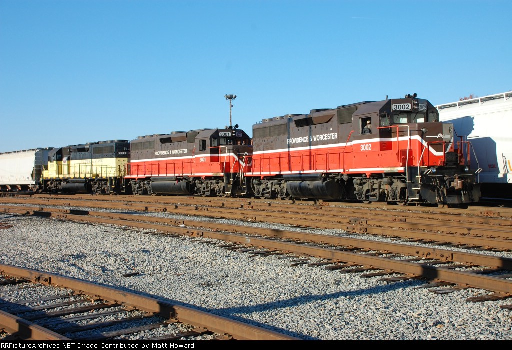 A P&W "Worcester Extra" is seen arriving at the south end of Worcester Yard, with the P&W 3002 ...